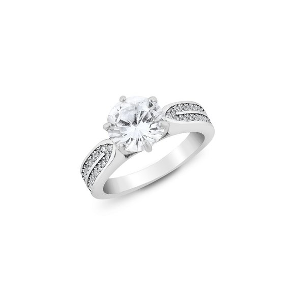 Jewelry | Round Cc Diamond Cross Prong Perfect Pav 2 Row Engagement ...